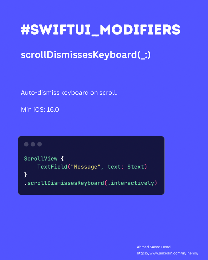 قبيلة | Ahmed Saeed | "SwiftUI Modifiers Everyday #SwiftUI_Modifiers #swift #iOS"